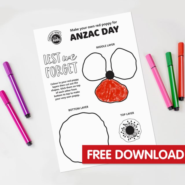 ANZAC Day Craft - Poppy Printable - Bright Star Kids