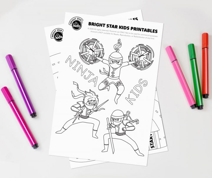 Ninja Colouring In Printable - Bright Star Kids Free Download